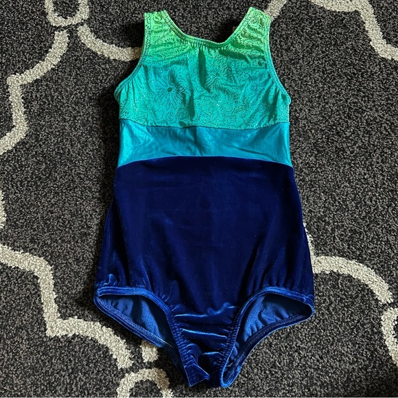 Body Wrappers | Other | Girls 8 Body Wrappers Blue Green Velvet Leotard ...
